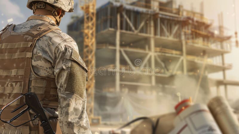 The Military Architect Working and Planning Inside the Construction ...