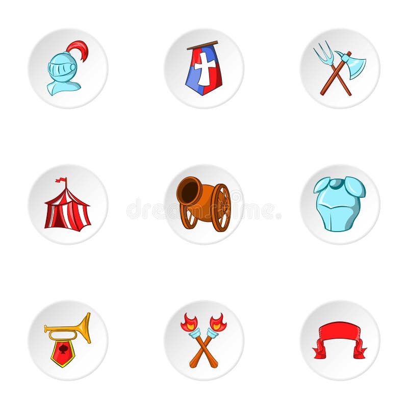 Military Armor Icons Set, Cartoon Style Stock Vector - Illustration of ...