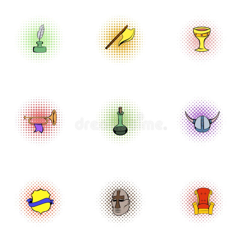 Military Armor Icons Set, Pop-art Style Stock Vector - Illustration of ...