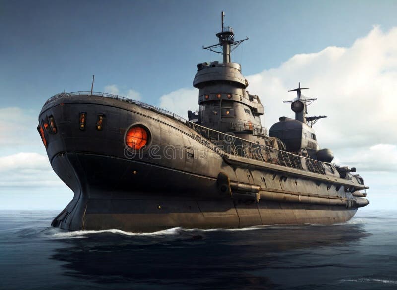 Military Armored Ship on the Open Sea or Ocean. AI Generated Stock ...