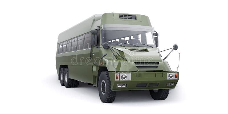 Military Army Bus for Transporting Infantry. 3D Illustration Stock ...