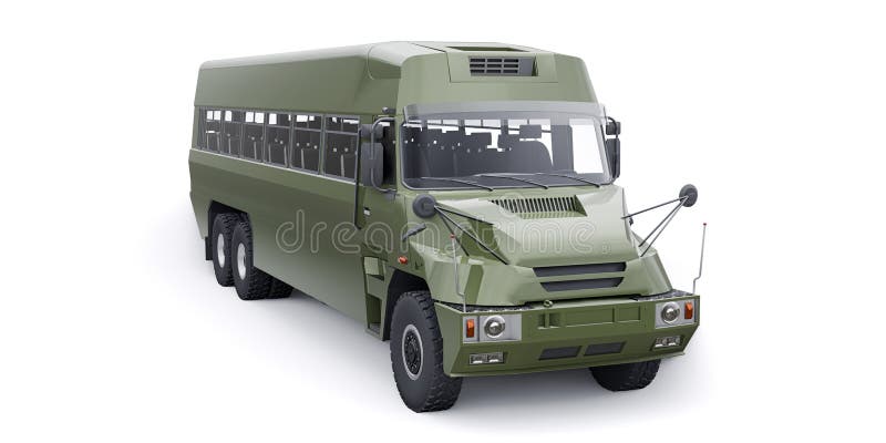 Military Army Bus for Transporting Infantry. 3D Illustration Stock ...