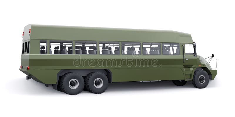 Military Army Bus for Transporting Infantry. 3D Illustration Stock ...