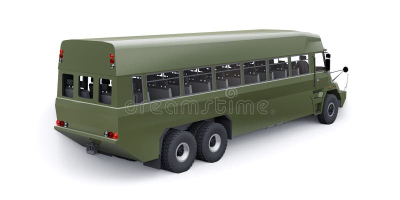 Military Army Bus for Transporting Infantry. 3D Illustration Stock ...