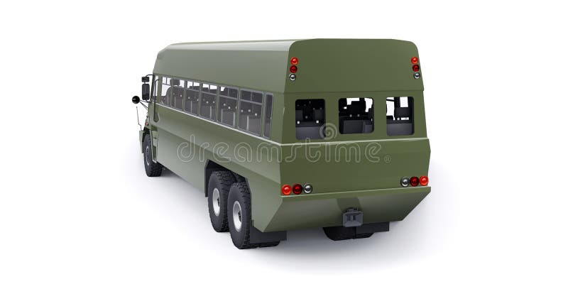 Military Army Bus for Transporting Infantry. 3D Illustration Stock ...