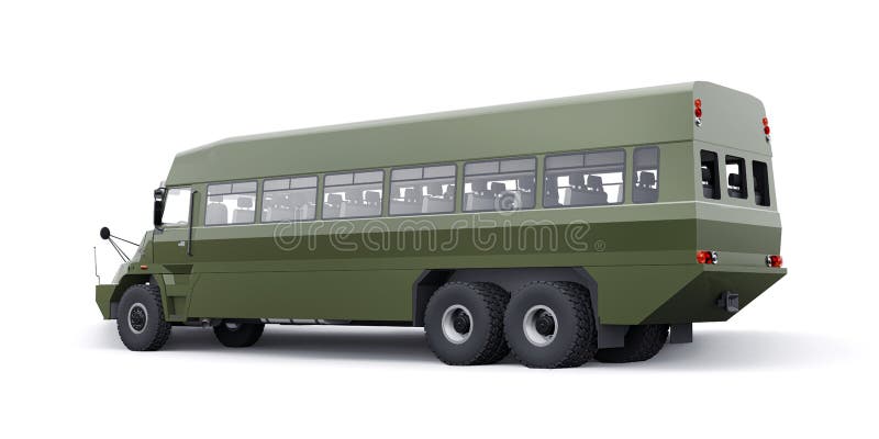 Military Army Bus for Transporting Infantry. 3D Illustration Stock ...