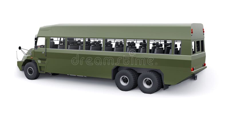 Military Army Bus for Transporting Infantry. 3D Illustration Stock ...