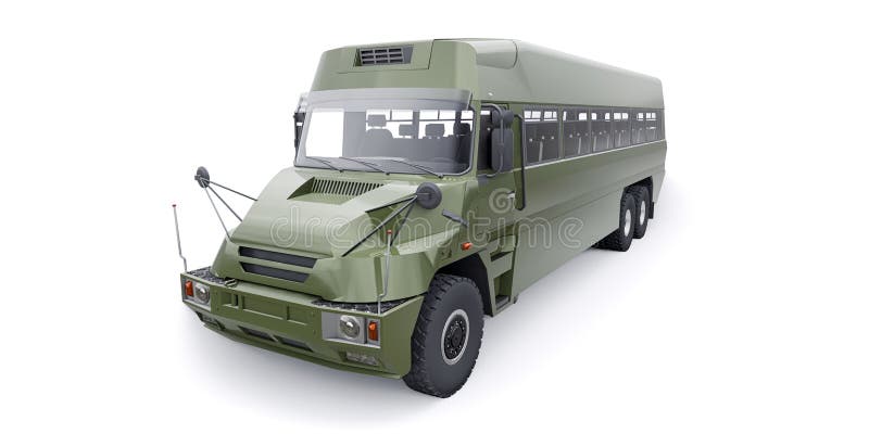 Military Army Bus for Transporting Infantry. 3D Illustration Stock ...