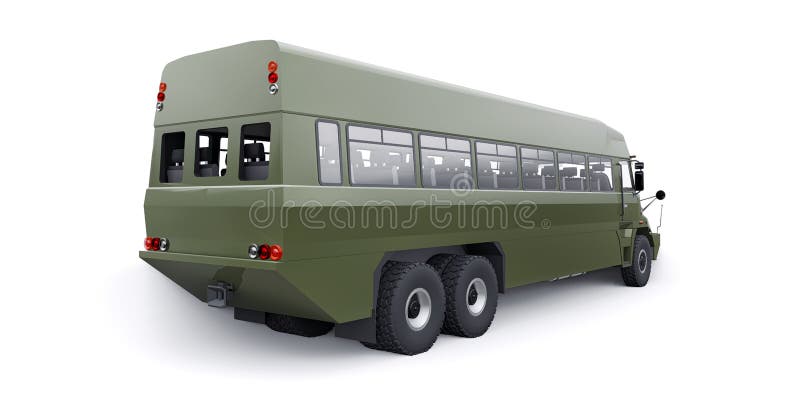Military Army Bus for Transporting Infantry. 3D Illustration Stock ...