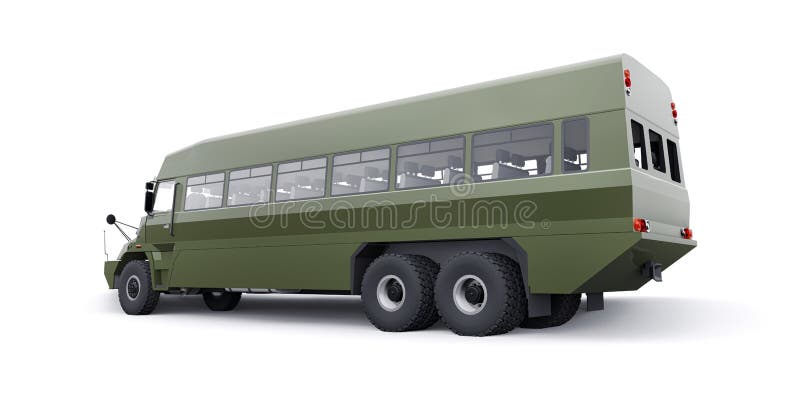 Military Army Bus for Transporting Infantry. 3D Illustration Stock ...