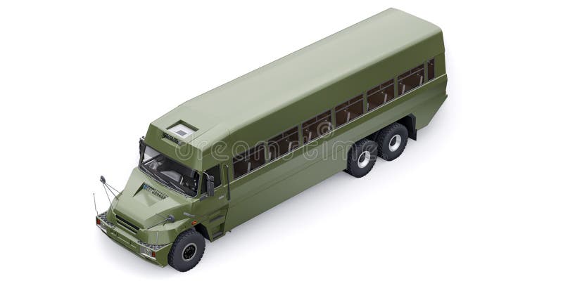 Military Army Bus for Transporting Infantry. 3D Illustration Stock ...