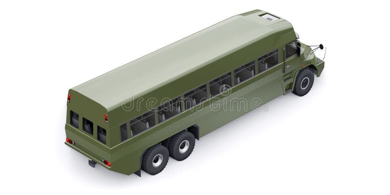 Military Army Bus for Transporting Infantry. 3D Illustration Stock ...