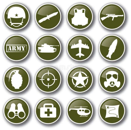 Military Army Icon Set Vector Stock Vector - Illustration of vector ...