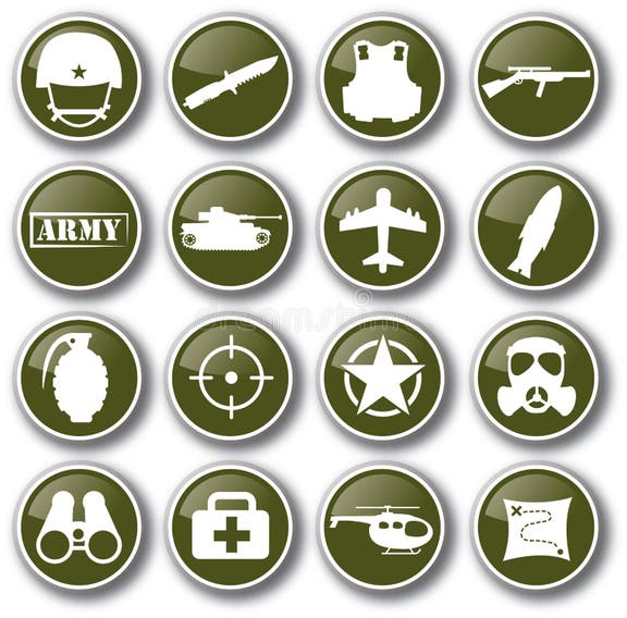 Military Army Icon Set Vector Stock Vector - Illustration of vector ...