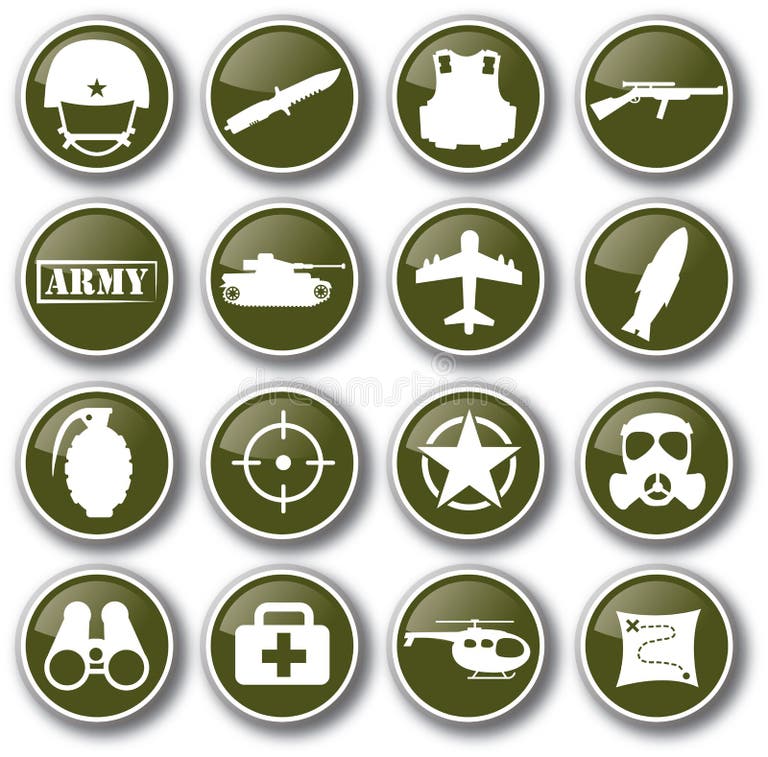 Military Army Icon Set Vector Stock Vector - Illustration of vector ...