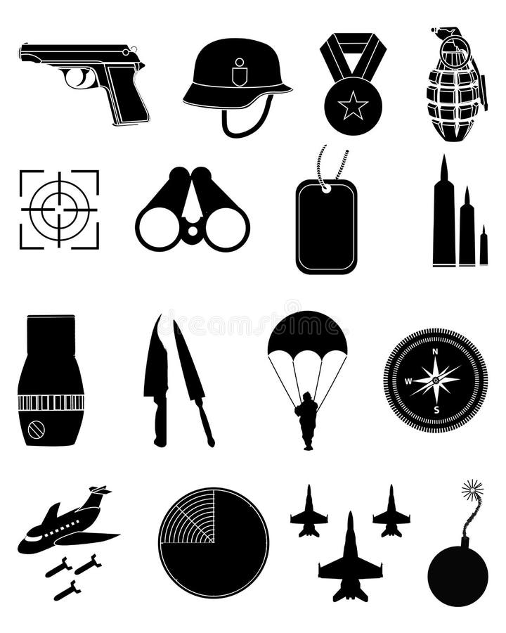 Military army icons set stock vector. Illustration of power - 47818809