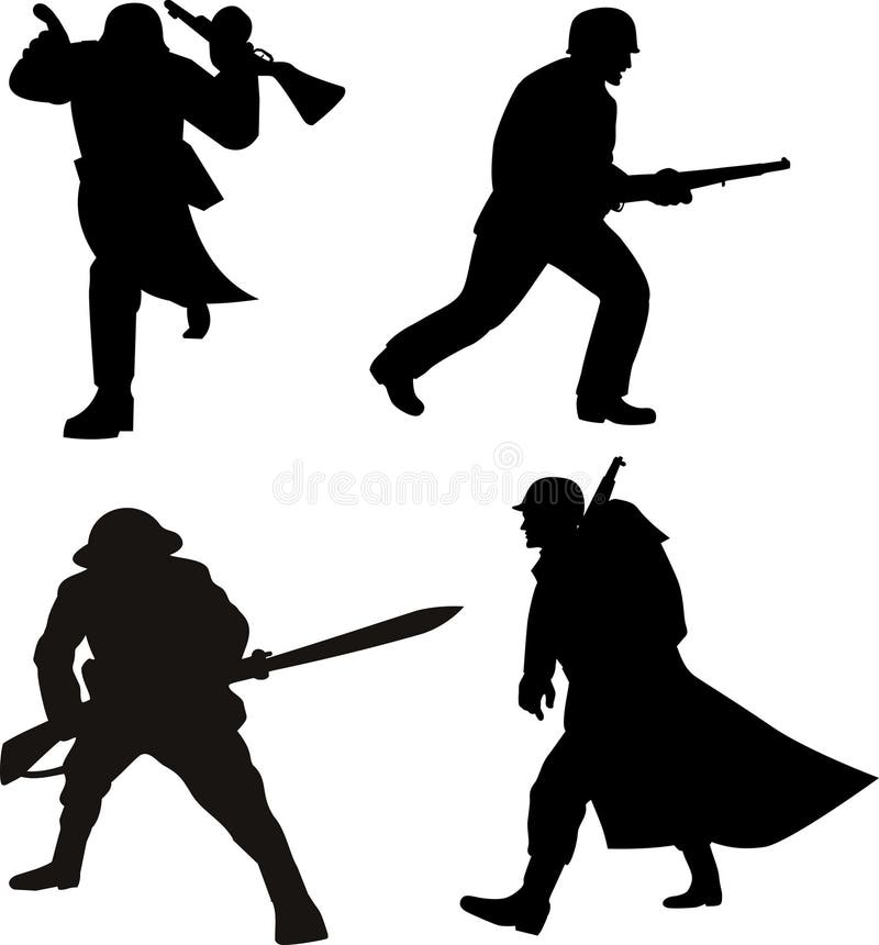 Military Army Men Silhouette Stock Illustration - Illustration of ...