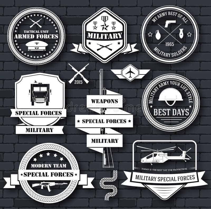 Military Set Label Template of Emblem Element for Stock Vector ...