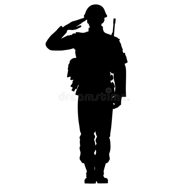Army Soldier Giving Salute Silhouette Stock Vector - Illustration of ... Army Soldier Giving Salute Silhouette Stock Vector - Illustration of ...
