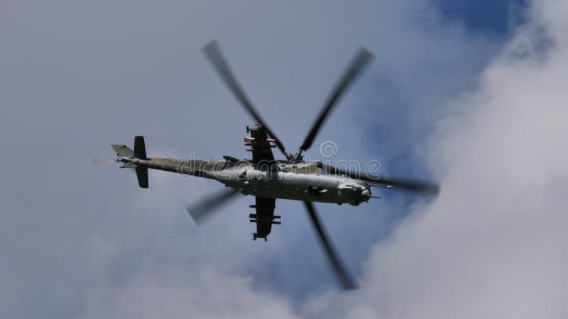 Military Attack Helicopter from Soviet USSR of the Cold War in Flight ...