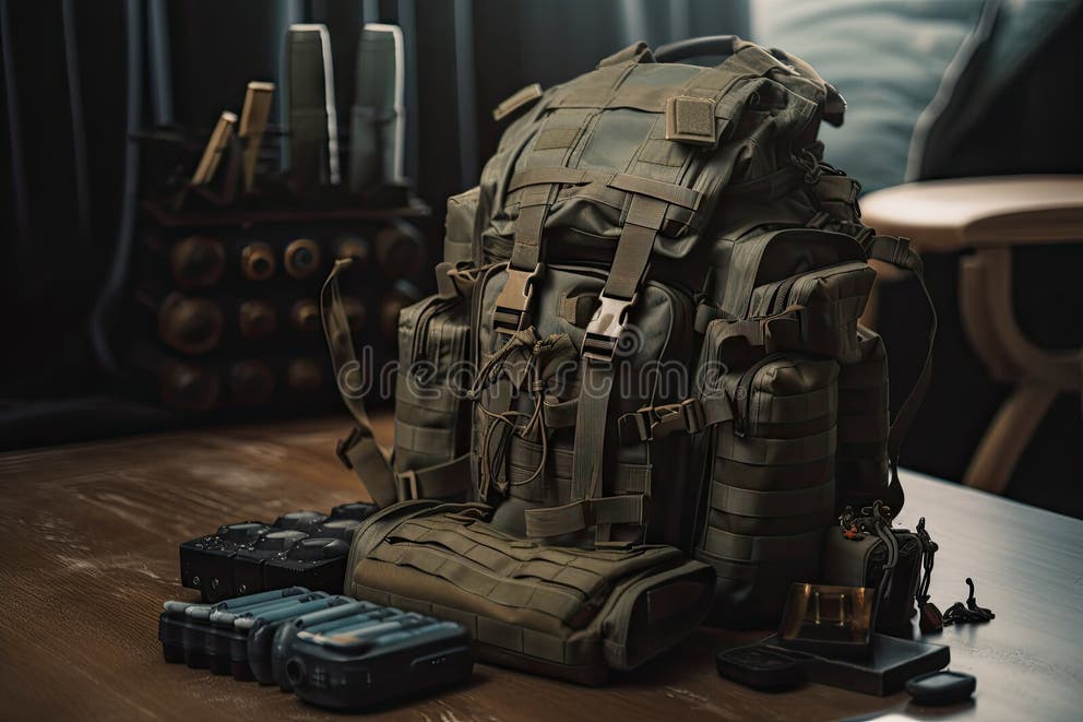 Military Backpack, Filled with Different Types of Ammunition and ...