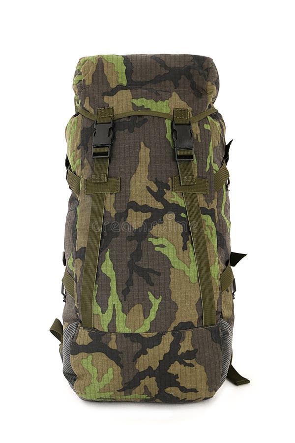 Military Backpack Isolated on White. Stock Photo - Image of enlistment ...