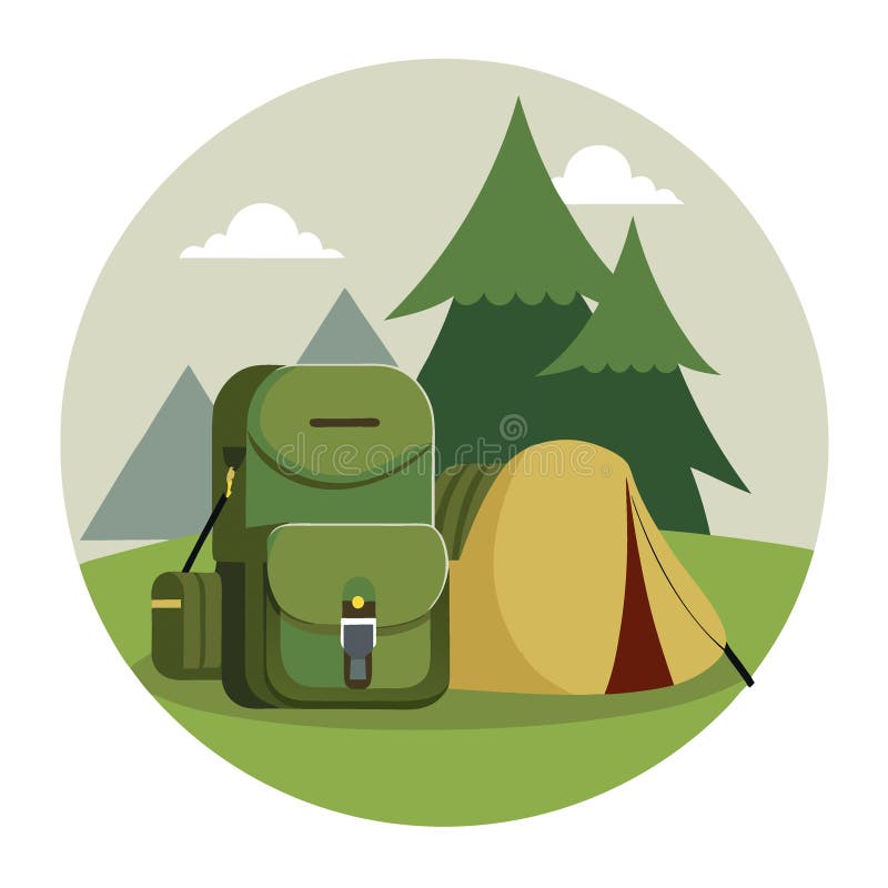 Military Backpacks Lying Near a Tent in the Woods at a Tilted Angle ...