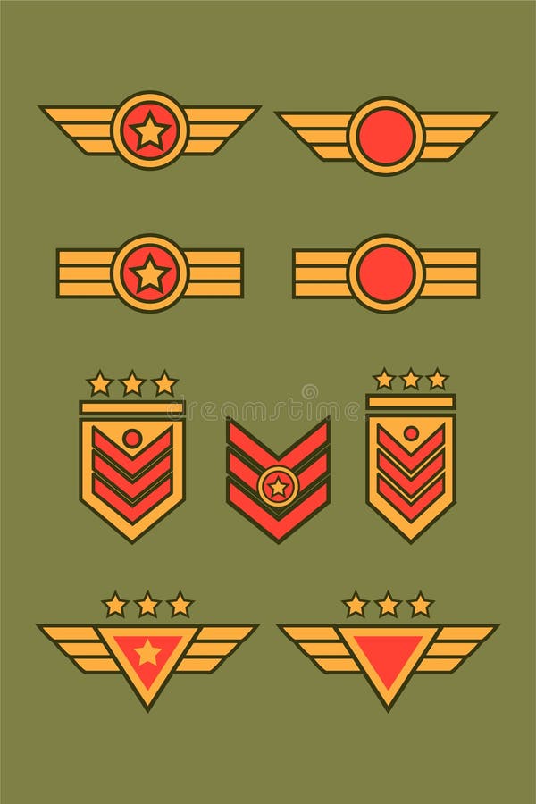 Military Badge and Symbol Design Icon Flat Vector Illustration Stock ...