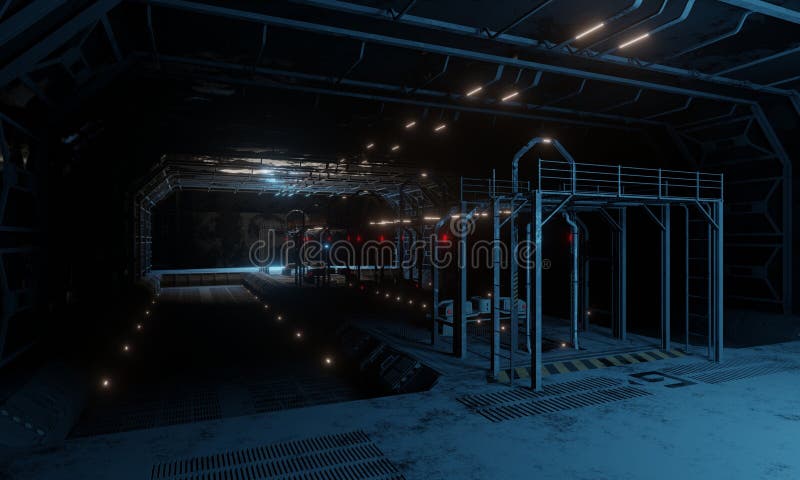 Military Base Science Fiction Interior Scene 3d Rendering Stock ...