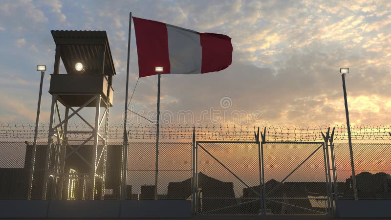 Military Base with Waving Flag of Peru 3d Stock Footage - Video of camp ...