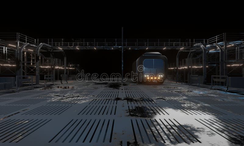 Military Base Widescreen in Dark Scene Stock Illustration ...