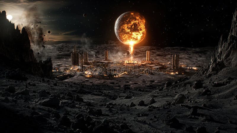 Military Bases on the Moon Futuristic Launch Points Sci-fi Landscape ...