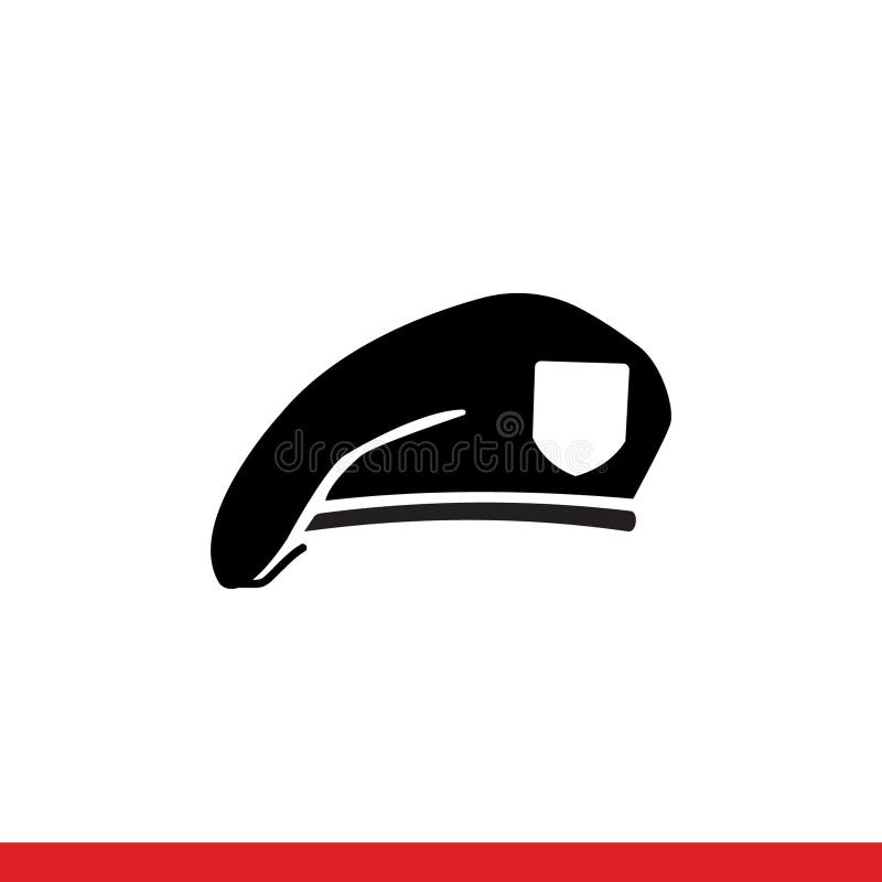 Military Beret Icon Black and White, Isolated Vector Stock Vector ...