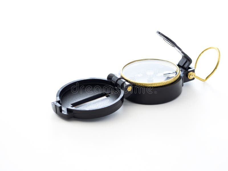 Military Black Compass Isolated on White Stock Image - Image of journey ...