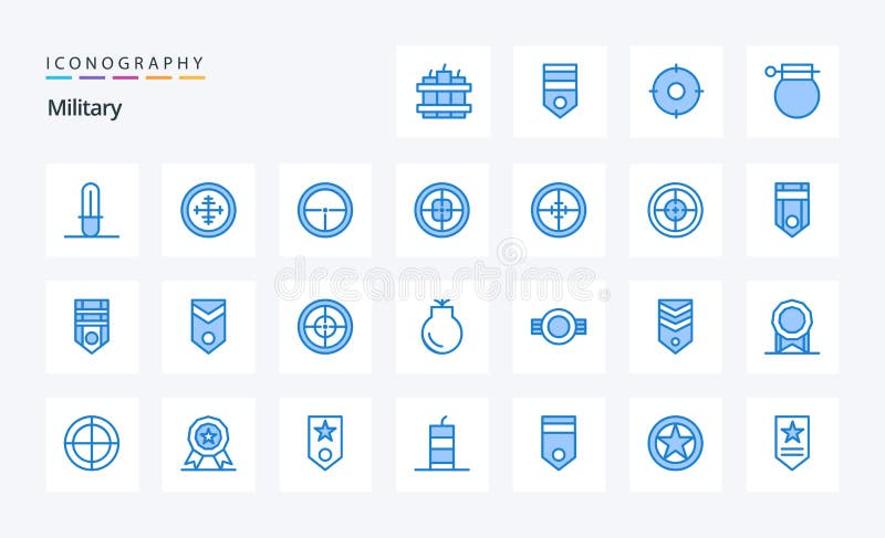25 Military Blue icon pack stock vector. Illustration of target - 264560189