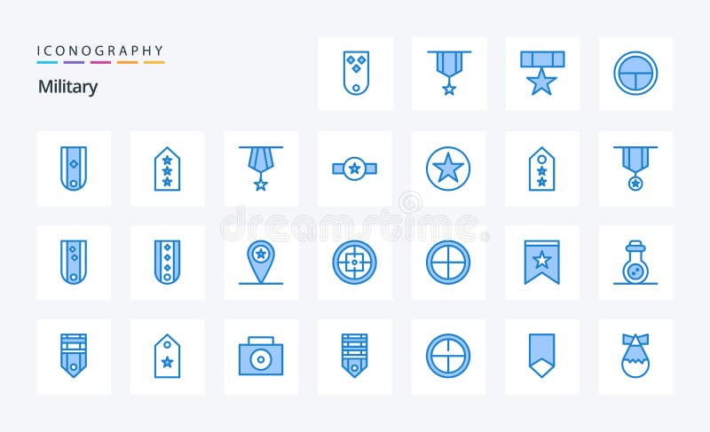 25 Military Blue icon pack stock vector. Illustration of badge - 264562119