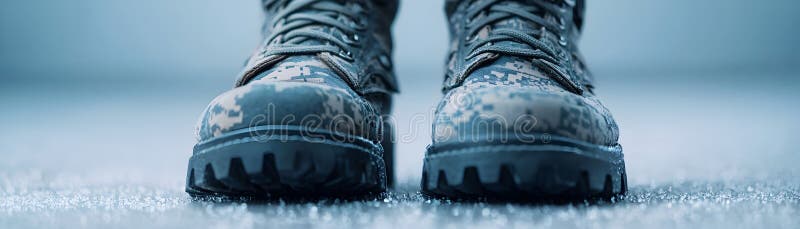 Military Boots on Ground in Close-up View Stock Illustration ...
