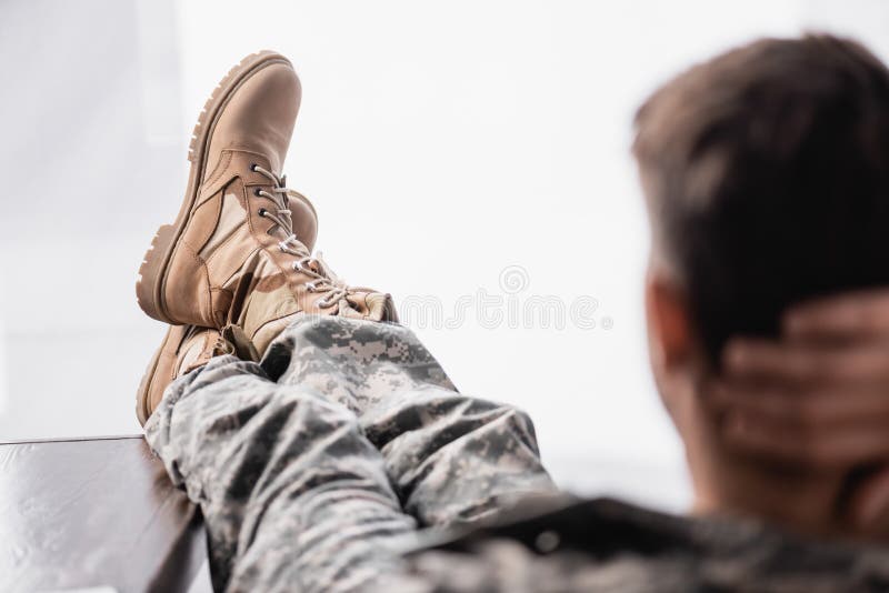 Soldier Resting in Barracks Stock Photo - Image of thoughtful, forces ...