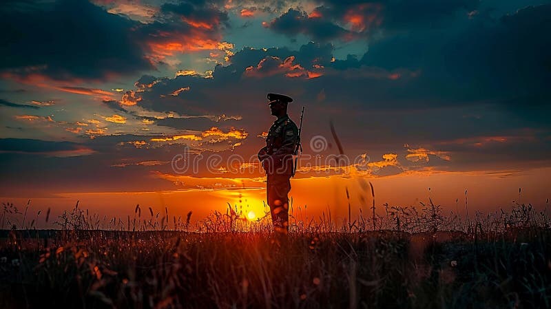 A Military Bugler at Sunset Medium Shot Stock Image - Image of bugler ...