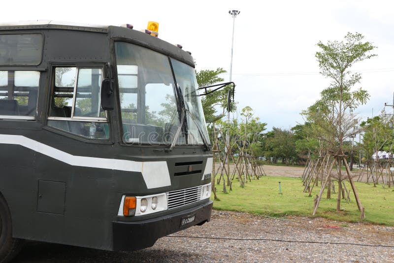 A military bus editorial stock photo. Image of tree - 133918553