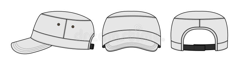 Military Cadet Cap ( Work Cap ) Vector Template Illustration Stock ...