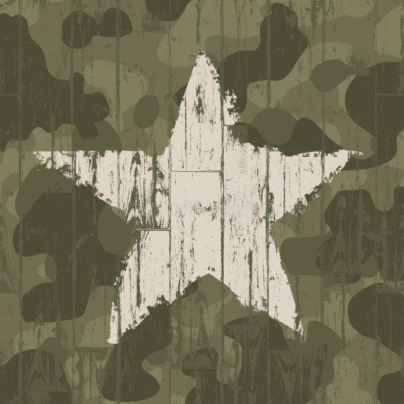 Military Camouflage Background with Star. Stock Vector - Illustration ...