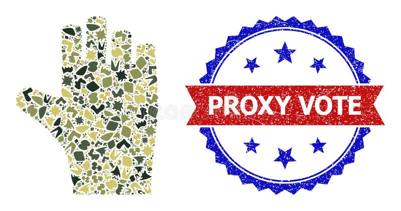 Military Camouflage Voting Hand Icon Mosaic and Textured Bicolor Proxy ...
