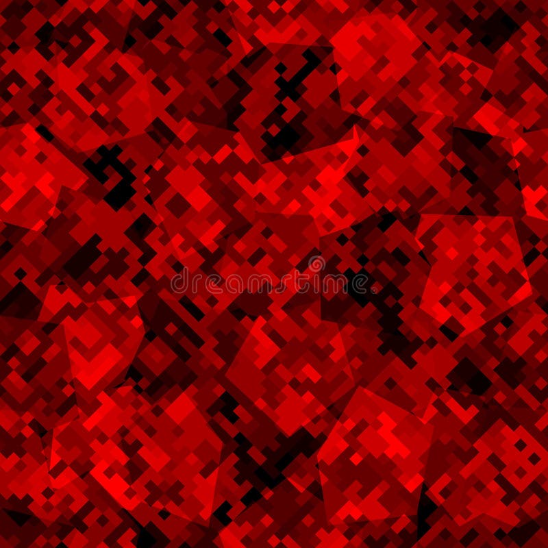 Military Camouflage Seamless Pattern. Aggressive Red Ruby Digital Pixel ...