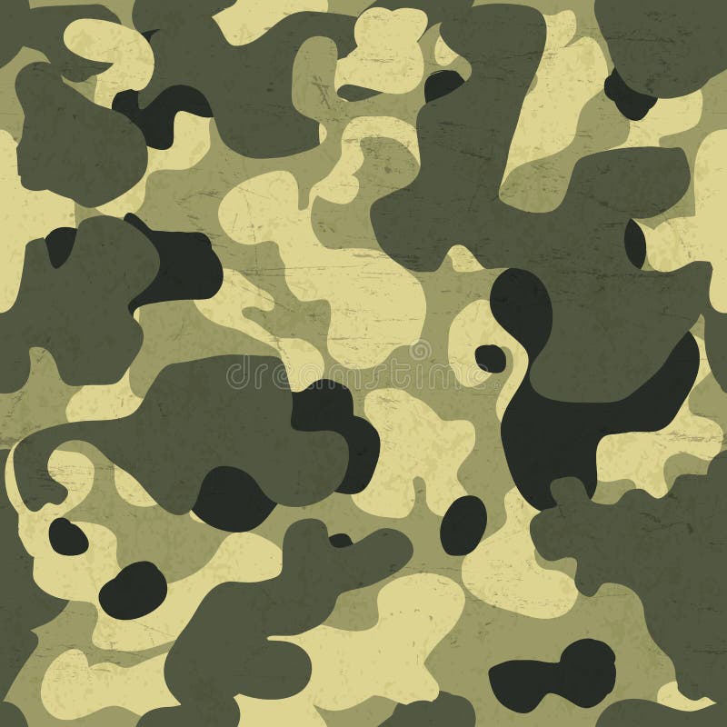 Military Camouflage Seamless Pattern. Vector Background with Scratched ...