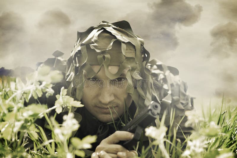 Military Camouflaged man stock image. Image of disguise - 24998415