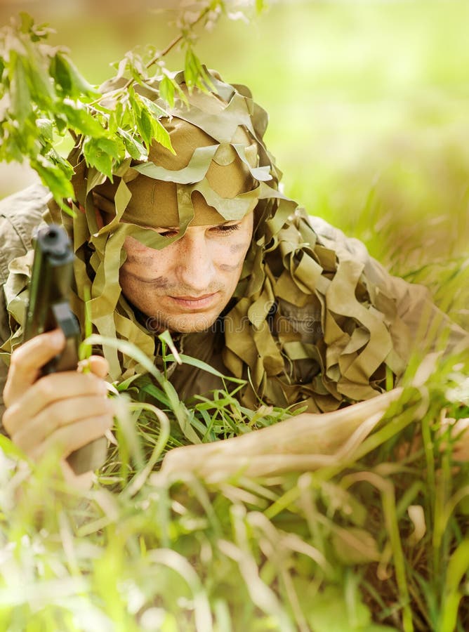 Military Camouflaged man stock image. Image of handgun - 30253977