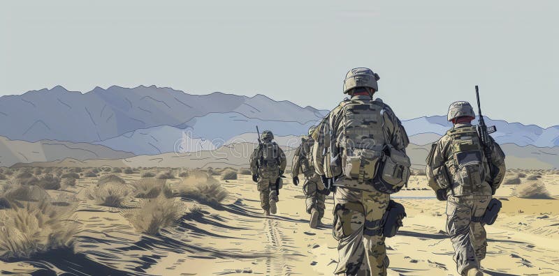 Military Campaign. High Detailed Plain Background with Military ...