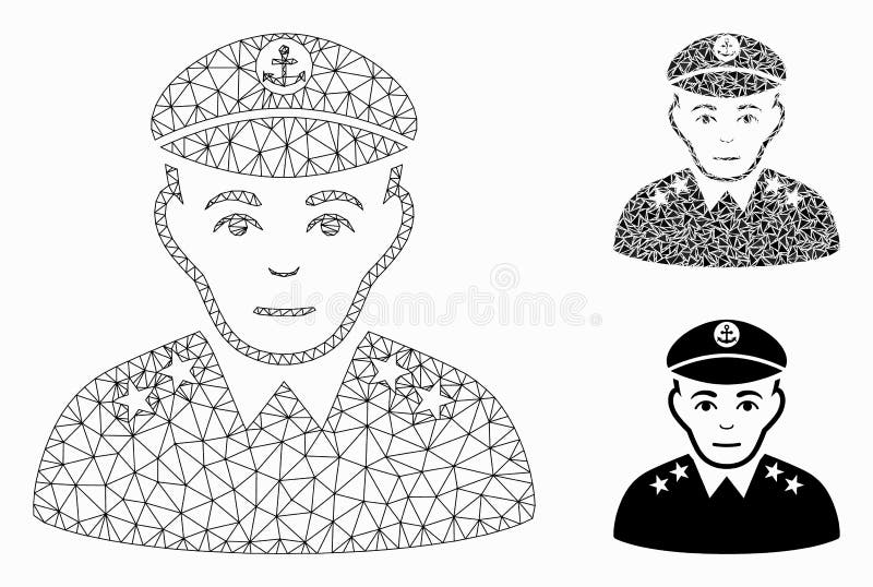 Military Captain Vector Mesh Network Model And Triangle Mosaic Icon