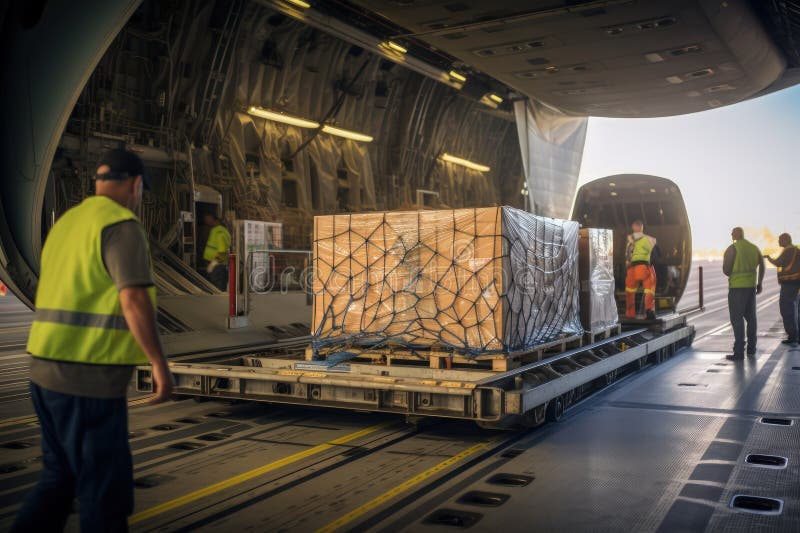 Military Cargo at a Military Air Base. the Process of Unloading and ...